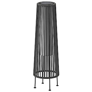 Grand patio Outdoor Solar Floor Lamp Resin Wicker Solar Light Outdoor Waterproof for Yard, Garden, Pathway, Deck, Gordes 2 Pack, Grey