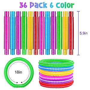Gigilli 36 PACK Pop Tubes Fidget Toys for Toddlers 1-3, Valentines Day Gifts for Kids Classroom Party Favors for Kids 4-8, Fidget Toys for ADHD Autism, Birthday Goodie Bag Stuffers Classroom Prizes