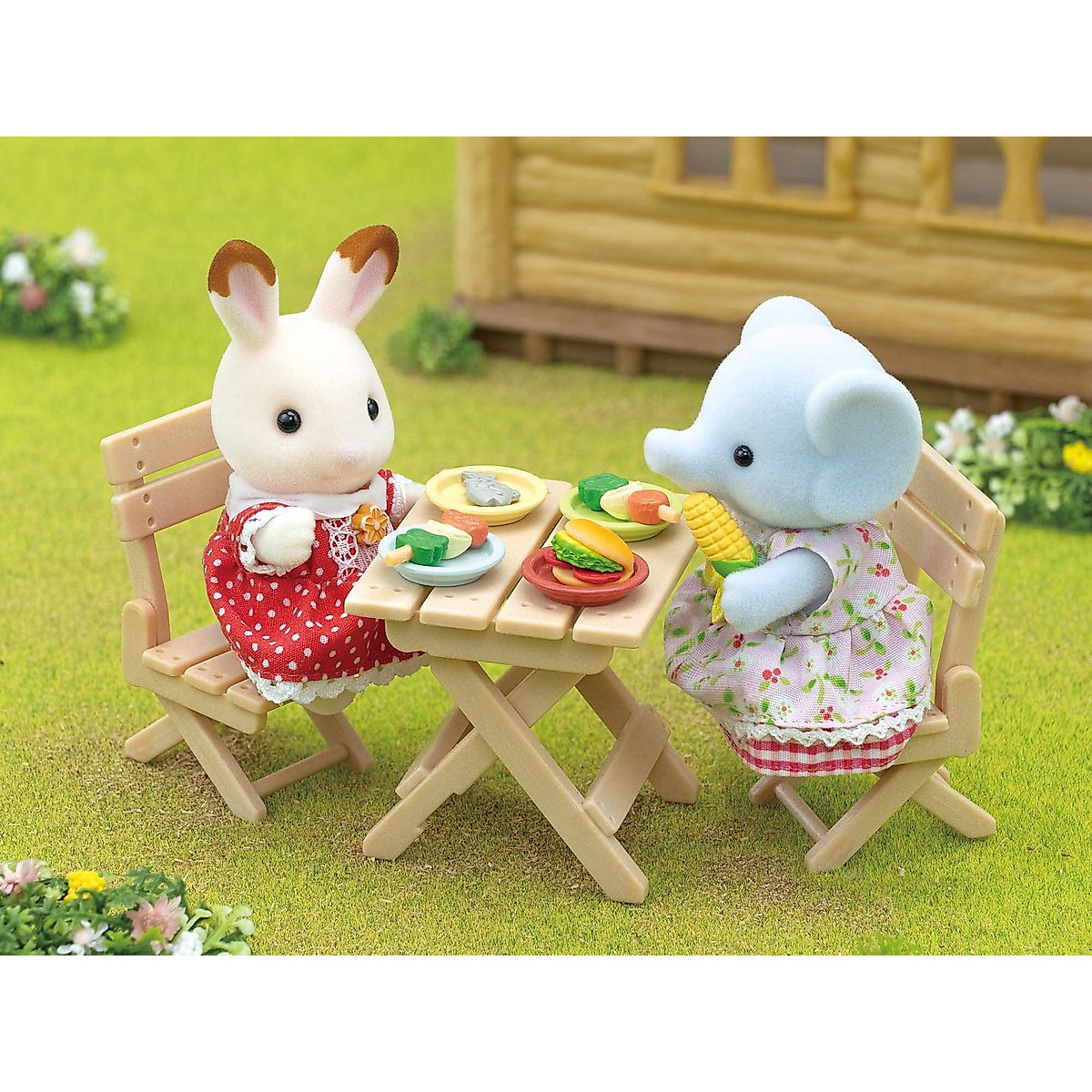 Calico Critters Bubblebrook Elephant Girl's BBQ Picnic Set, Dollhouse Playset with Figure and Accessories