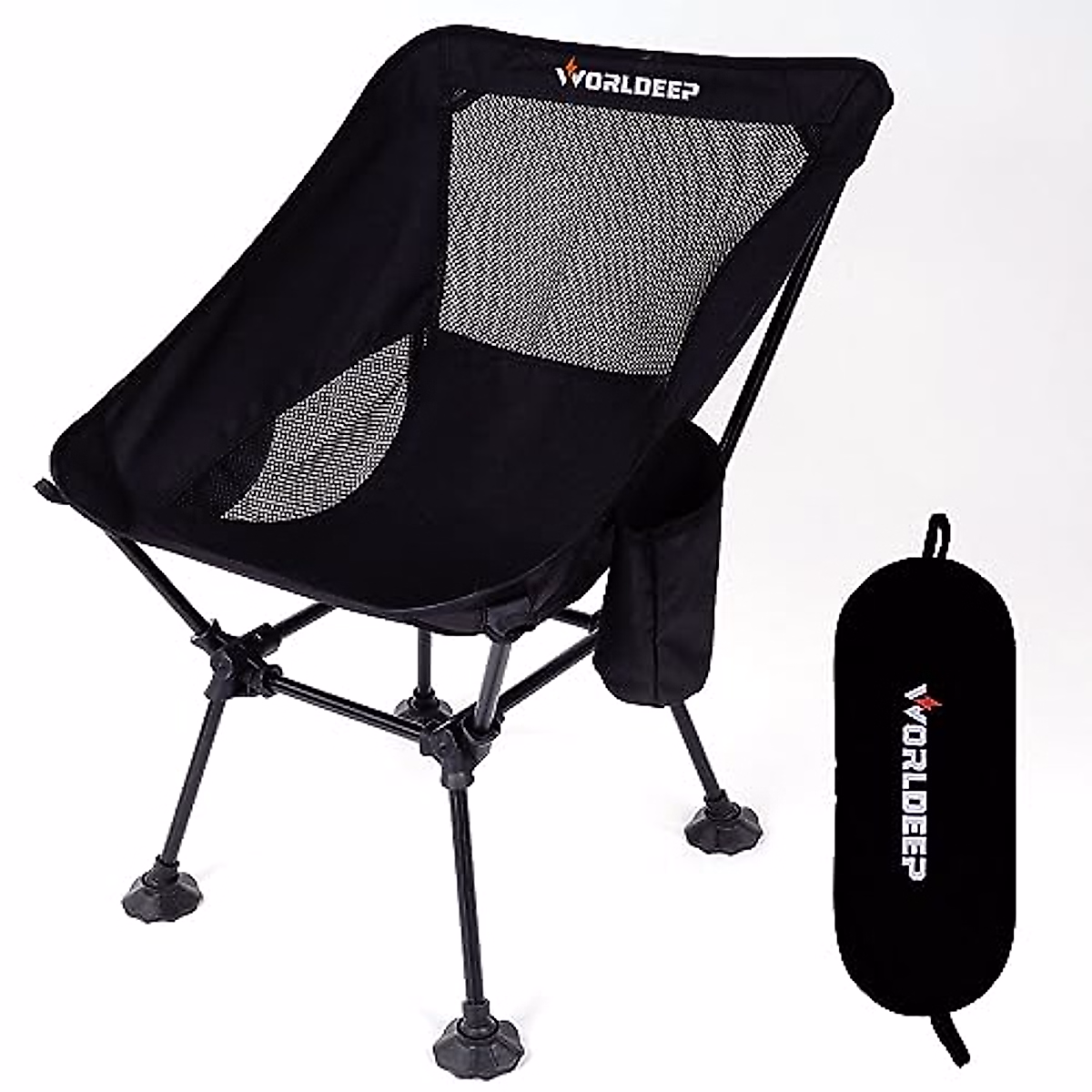 WORLDEEP Folding Camping Chair,Portable Camping Chair Lightweight Compact Camping Chair with Side Pockets for Outdoor Camp, Travel, Beach, Picnic, Hiking, Supports 400Lbs