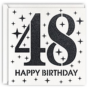 MAGJUCHE Black 48th Birthday Card, Laser Cut Glitter Woman Man Age 48 Gift For Husband, Brother, Father