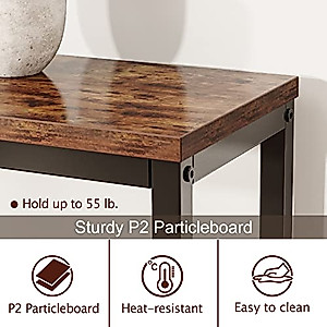 SUPERJARE Console Table with Outlet, 63 Inch Sofa Table with Charging Station, Narrow Entryway Table, Skinny Hallway Table, Behind Couch Table, for Living Room, Plants - Rustic Brown