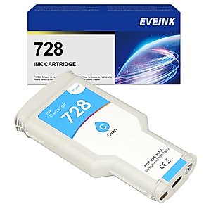𝔼𝕍𝔼𝕀ℕ𝕂 728 Cyan Ink Cartridge Replacement for HP 728 Ink Cartridge(F9K17A) Work with HP DesignJet T730 T830 Multifunction Printer (1-Pack, 300ml) (Cyan)