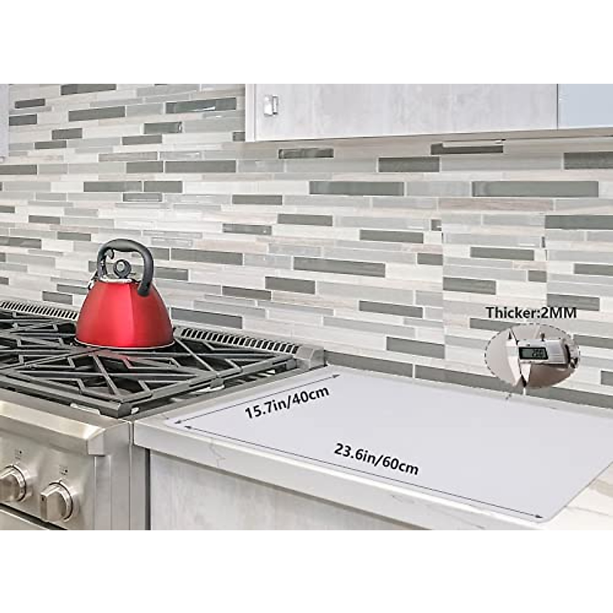 emolife Multipurpose Silicone Counter Mat, Extra Large Silicone Mat for Kitchen Appliance Site on, Countertop Protector, Heat Resistant, Non-Slip, Thick 2mm, 23.6 by 15.7 Inch