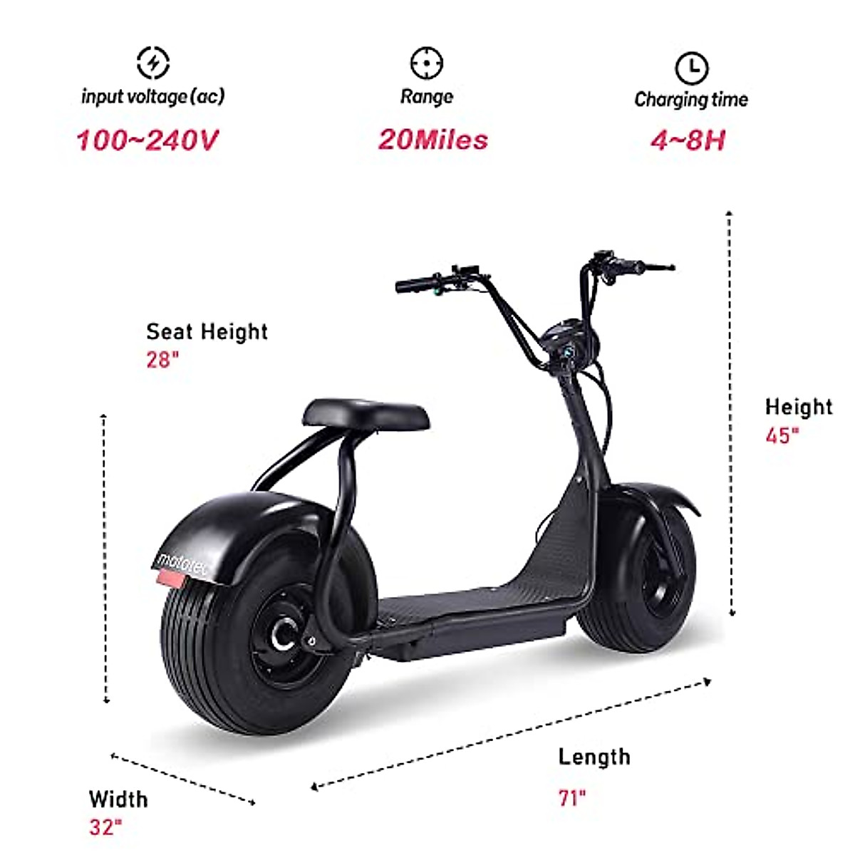 2000w Motor Lithium Electric Scooter for Adults, Fat Tire Electric Scooter with Seat, LCD Display, Bright LED Headlight, Hydraulic Front and Rear Brakes and Wide Deck