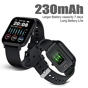 TORJALPH Smart Watch for Men Women Compatible with iPhone Samsung Android Phone 1.69 inch Full Touch Screen IP68 Waterproof Bluetooh Fitness Tracker Heart Rate / Sleep Monitor, Black