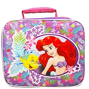 Disney The Little Mermaid Backpack with Lunch Box Set - Disney Princess Backpack for Girls Bundle with Ariel Lunch Bag, Stickers, More | Little Mermaid School Supplies