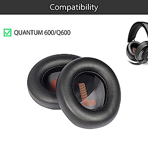 Aiivioll Replacement Earpads Pillow Ear Pads Foam Cushion Cover Cups Repair Parts for Quantum 600 Wireless Headphone Accessories（Black）