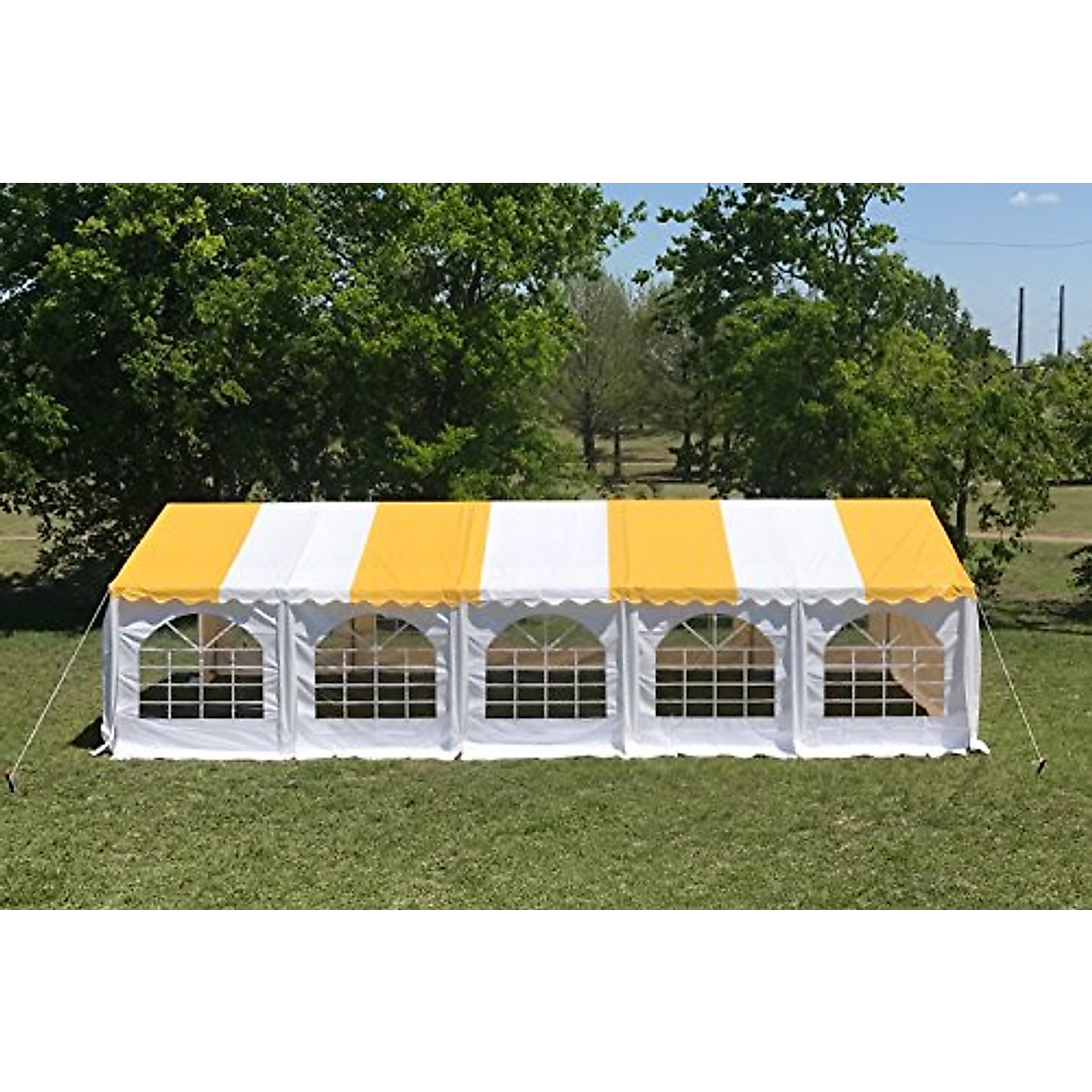 DELTA Canopies 32'x16' Budget PVC Wedding Party Tent,Easy Setup Outdoor Event Canopy,Backyard Garden Shelter Gazebo,with Waterproof Top,Galvanized Steel Frame,Commercial/Residential Use,Yellow White