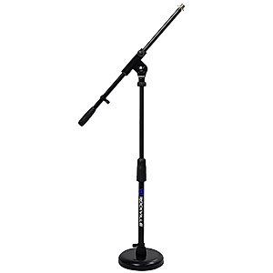 Rockville Kick Drum/Guitar Amp Mic Stand, Steel Round Base+Fixed Boom+Rubber Pad (RKDS)