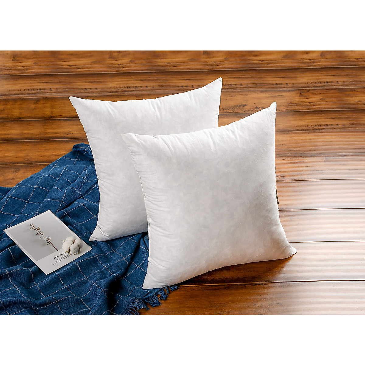 JA COMFORTS 28×28 Premium Goose Down Feather Throw Pillow Inserts(Set of 1)-5% Down Filling,High Filling Weight,250 TC Cotton Cover, Square, White