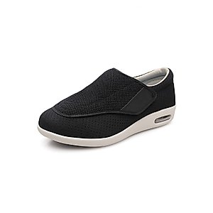 ZUMEIJIA Women's Diabetic Shoes for Women Casual Adjustable Walking Shoes Wide Shoes for Elderly Swollen Feet Non-Slip Air Cushion Bottom Fattening and Widening Black 10