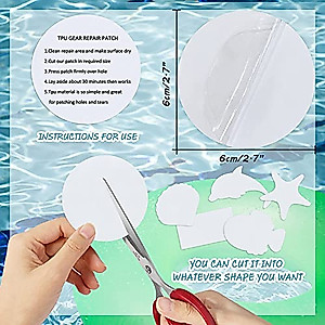 Tenozek Pool Patch Repair Kit Self-Adhesive Vinyl Repair Patch 30 Pieces Repair Pool Liner Patch Repair Pool Patches for Above Ground Pools Swimming Ring Inflatable Float Boat