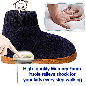 shoeslocker Boy Slippers Comfortable House Slippers Little Kids Big Kids Boys House Slipper Booties Dark Blue Size 2