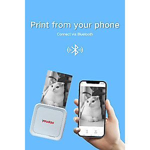 YOUDAO Pocket Printer | Portable Mini Bluetooth Thermal Printer | Photo Printer, Sticker Maker, Cute Notes Printer Compatible with iOS & Android | Journaling, Scrapbooking, Note Taking, Gifts, More