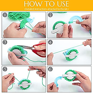 Shindel 19PCS Pompom Maker Kit, Pom-pom Maker Fluff Ball Waver with 12 Skeins Yarn for DIY Crafting Wool Yarn Crochet Knitting