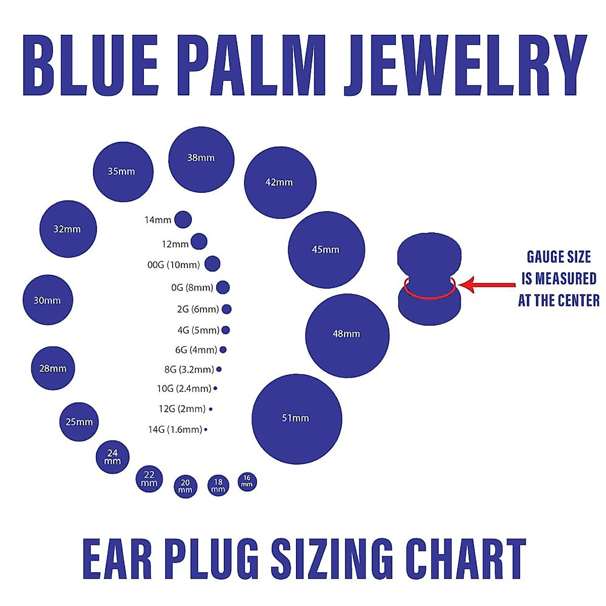 blue palm jewelry Set of 6 Pairs Single Flare Stone Ear Plugs Silicone O-Ring Expander Gauges 8ga - 5/8 inch E554