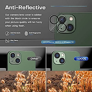 TOCOL [2+2 Pack Fit for iPhone 13 6.1'' - 2 Pack Privacy Tempered Glass Screen Protector and 2 Pack Camera Lens Protector, Bubble Free, Case Friendly, Easy Installation Frame, [Anti-Spy]
