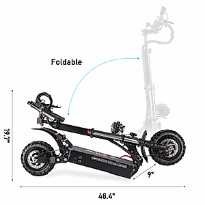 60V33AH Adult Electric Scooter Dual Drive 5600W Motor, Max Speed 50mph, Max Range 60 Miles, 11 Inch All Terrain Off-Road Tires, Electric Scooter with Detachable Seat