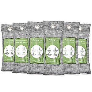 6 Pack Bamboo Charcoal Air Purifying Bag, Activated Charcoal Bags Odor Absorber, Moisture Absorber, Natural Car Air Freshener, Shoe Deodorizer, Odor Eliminators For Home, Pet, Closet