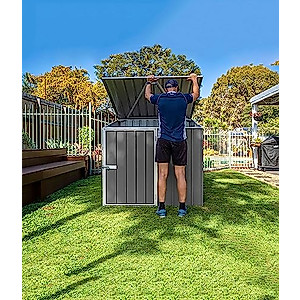 Absco Pool Pump Cover - Versatile Horizontal Storage Shed | 5 x 5 ft | Easy Assembly | Woodland Gray | Ideal for Pool, Trash Cans, Garden & Pool Equipment | SNAPTiTE Assembly System | Safety Features