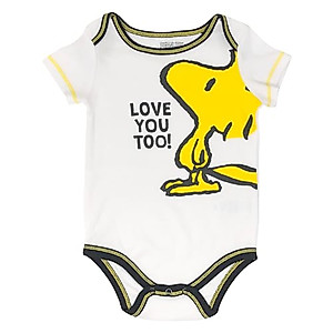 Peanuts Snoopy Newborn Baby Boys 4 Pack Short Sleeve Bodysuits Peanuts '20 3-6 Months