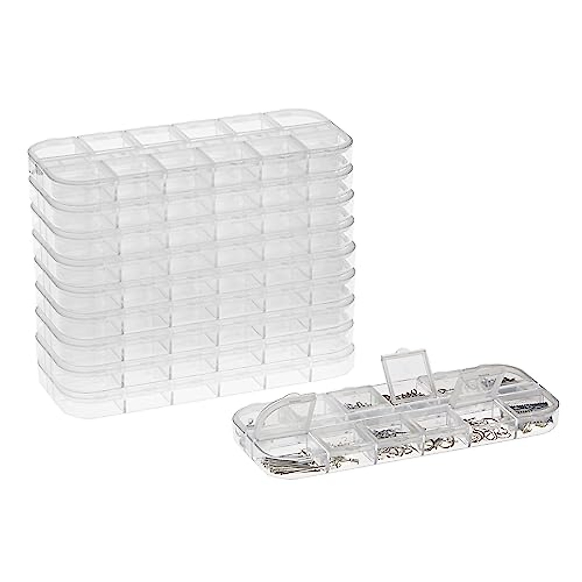 12 Grid Clear Plastic Jewelry Box Organizer, Storage Container (10 Pack)