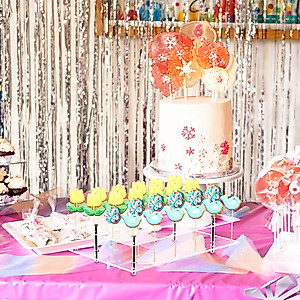 NiHome Cake Pop Stand 24 Holes Aryclic Display Stands for Dessert Table 2-Tier Cupcake Lollipop Candy Display for Wedding Party Anniversary Holiday Celebration (Rectangle)