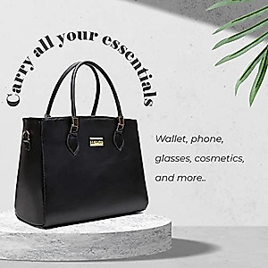 L.A Bags Genuine Leather Tote Bag for Women - Shoulder Crossbody Handbags & Purses with Detachable Adjustable Strap & Zipper Pocket for Work