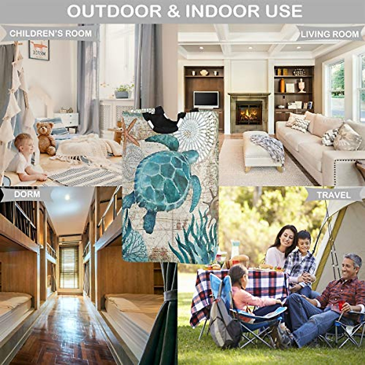 visesunny Coral Turtle On The Wood Large Laundry Bag Collapsible Oxford Fabric Laundry Hamper Foldable Portable Dirty Clothes Laundry Basket with Handles Waterproof Washing Bin Laundry Tote Bag