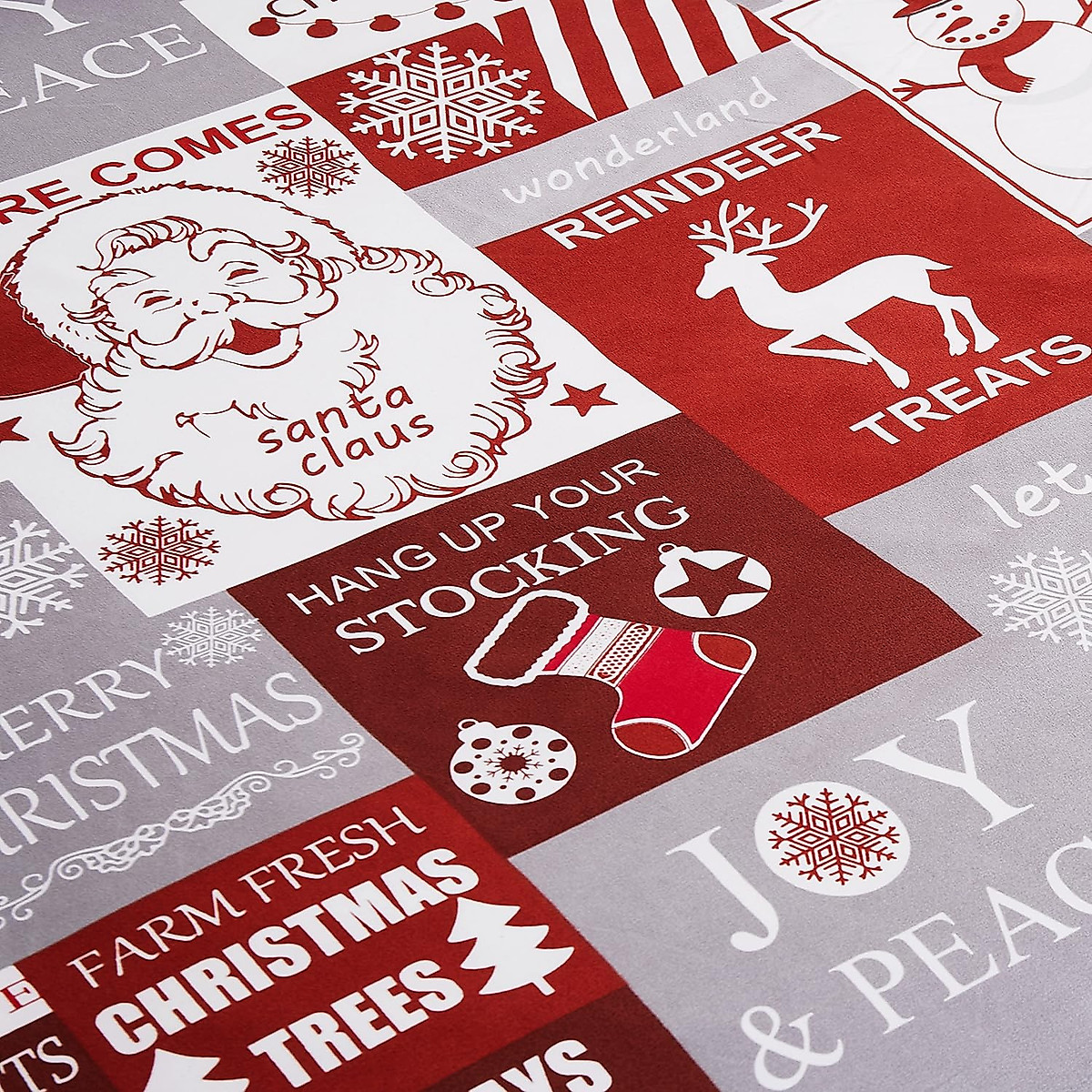 Vaulia Soft Microfiber Duvet Cover Set, Snowflake Pattern Christmas Holidays, Reversible Pattern Design White/Red Santa, King Size 3-Piece Set (1 Duvet Cover 2 Pillow Shams)