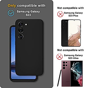 YENAPOON for Samsung Galaxy S23 Case and 2 Pack Tempered Glass Screen Protector, Slim Liquid Silicone Shockproof Protective Case - Black
