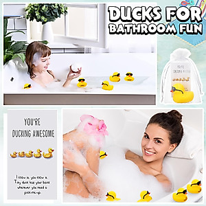 Jenaai 40 Sets Inspirational Mini Rubber Ducks Bulk Thank You Gifts You're Ducking Awesome Rubber Ducks with glasses Employee Appreciation Gift with Card and Bag for Christmas Thanksgiving(Cute Duck)