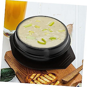 UPKOCH 1 Set Stone Pot for Bibimbap Stew Pots with Lids Stainless Steel Sauce Pan with Lid Soup Bowls with Lids Korean Hot Pot Ramen Cooker Casserole Dish with Lid Ceramic Pot with Tray