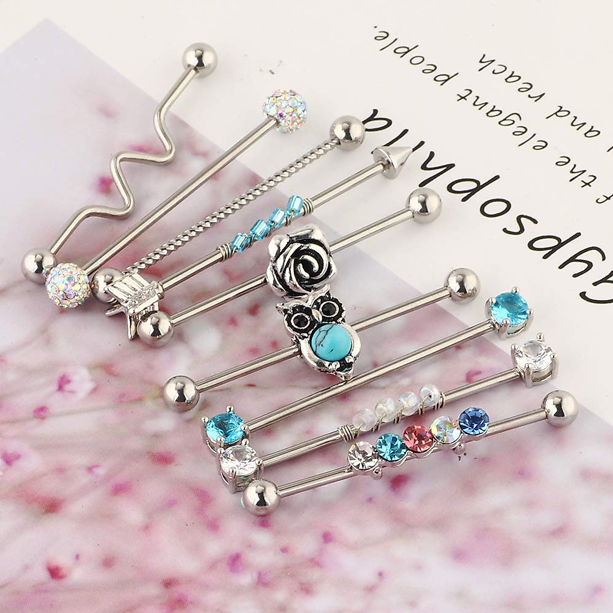 Industrial Barbell Earrings 14g Surgical Stainless Steel Scaffold Piercings Arrow Turquoise Industrial Piercing Jewelry Bar 38mm for Women Men…