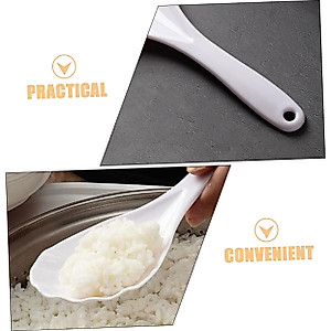 Mikinona 2pcs Rice Spoon Rice Paddle Spoon Convenient Rice Spatula Reusable Rice Paddle Compact Rice Scooper Convenient Rice Paddle Non-stick Spoons Rice Cooker White Pp Household
