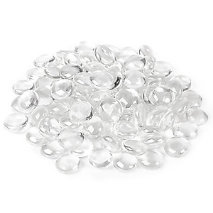 Houseables Glass Stone, Clear Marbles, Pebbles for Vases, 5 LB, 400-500 Stones, Flat Bottom, Round Top, Rocks, Bowl Filler Gems, Iridescent Decor, Decorative Centerpieces, Florist Supplies, Aquarium