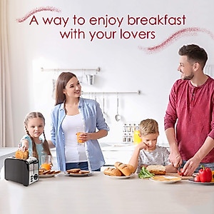 Moss & Stone 2 Slice Toaster, 1.5in Extra-Wide Slot Toaster For Bagel & Defrost with 5 Shade Settings, Bread Toaster 2 Slice With Removable Crumb Tray (black toaster)