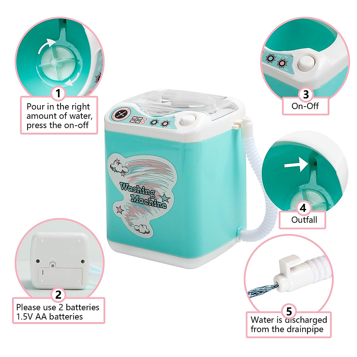 DOTSOG Mini Electric Makeup Brush Cleaner Makeup Sponge Washing Machine Dollhouse Toy Cosmetic Brush Powder Puff Washer Beauty Cleaning makeup Tool