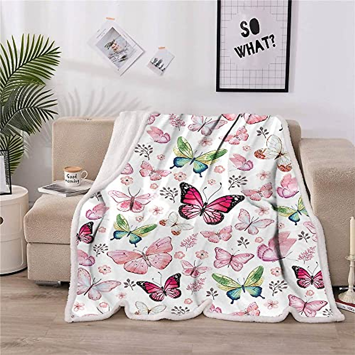 CYREKUD Butterfly Blanket,Butterfly Gifts for Women Birthday Throw Blanket,Butterfly Gifts for Girls Blanket,Pink Butterfly Blanket for Butterfly Lovers,Sofa Couch Beds Christmas Decor 50x60 Inches