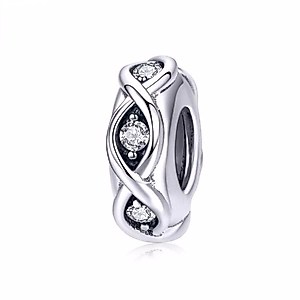 Spacer Charm 925 Sterling Silver Clip Stopper Charm for Pandora Charm Bracelet (J)