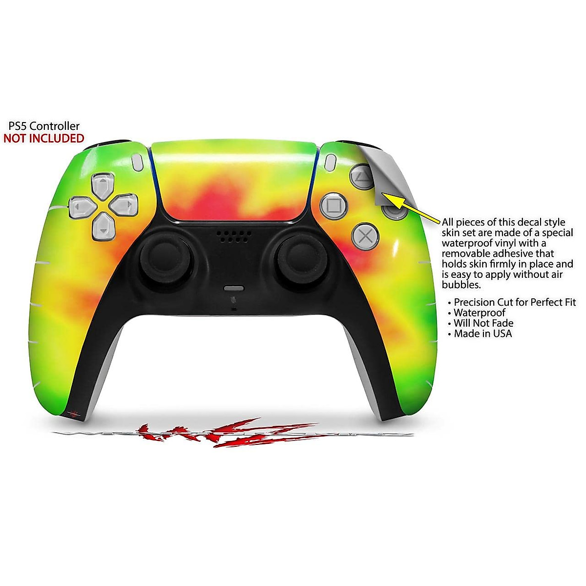 WraptorSkinz Skin Wrap compatible with Sony PS5 DualSense Controller Tie Dye (CONTROLLER NOT INCLUDED)