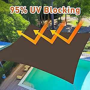 Artpuch 12'x16' Sun Shade Sail Curved Commercial Outdoor Shade Cover Mocha Brown Rectangle Heavy Duty Permeable 185GSM Backyard Shade Cloth for Patio Garden Sandbox (We Make Custom Size)
