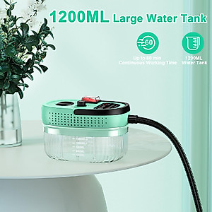 AUXCO Steam Cleaner, 1200ml High Pressure Steamer for Cleaning Handheld Steam Cleaner for Home,High-Temperature Steamer Cleaner for Car,Upholstery,Kitchen, Bathroom, Carpet，Grout and Tile(Mint)