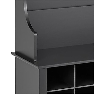 Prepac Black Hall Tree, Shoe Cabinet, Storage Cabinet with 24 Shoe Cubbies and 6 Double Coat Hooks 15.5" D x 60" W x 77" H, BSOG-0013-1