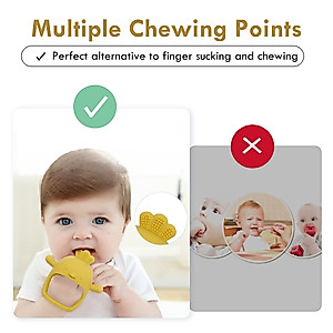Baby Wrist Teether, Teething Mittens Toys for Babies, Santi & Me Silicone Baby Chew Teether Toys for Sucking Needs, Fun Bird Design, Never Drop from Hand, Pack of 2 (Mango)