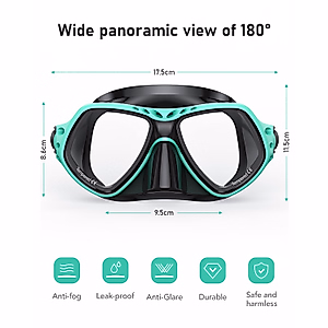 Fawater Swim Goggles with Nose Cover, Professional Anti-Fog and Anti-Leak Clear Snorkeling Mask for Adults and Teens, 9 Colors