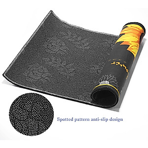 Sunflower Kitchen Mat, 2 Pieces Soft Sunflower Kitchen Rugs Washable Kitchen Floor Mats Kitchen Decor Rugs for in Front of Sink, Hallway, Laundry Room(47.4"x15.7"+23.6"x15.7") - 0.2" Thick Polyester