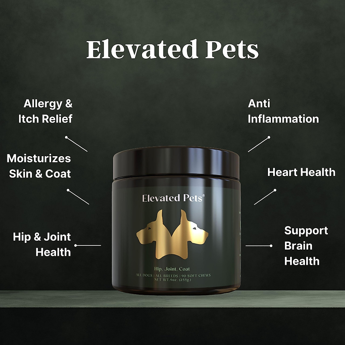 Ultra-Healthy Omega 3 Fish Oil Treats w/MSM, Glucosamine, Chondroitin, EPA/DHA for Dogs: Elevated Pets Fish Oil, Turmeric & Joint Supplement + Allergy Chews - Ultimate Dog Vitamin Supplement