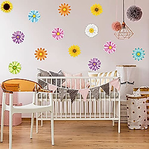 63 Pieces Sun Flower Cutouts Creative Springtime Flowers Wall Decals Bulletin Board Set Paper Flowers Decorations for Wall Summer Bulletin Board Decorations for Classroom School Birthday Party